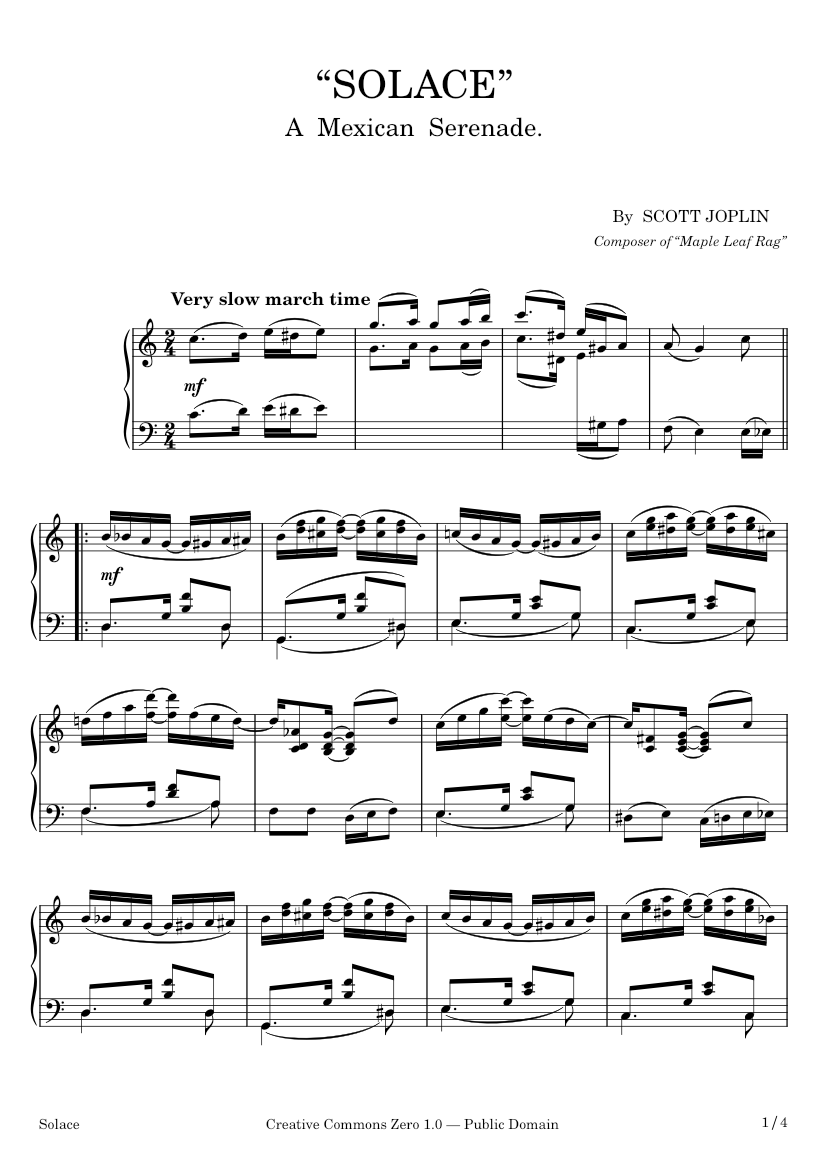 Solace - A Mexican Serenade - Scott Joplin - 1909 Sheet music for Piano (Solo) | Musescore.com