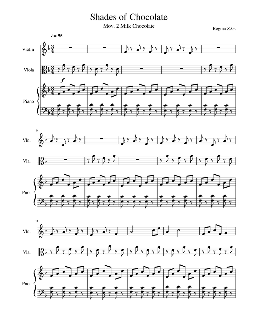 Shades of Chocolate Mov. 2 Milk Chocolate Sheet music for Piano, Violin ...