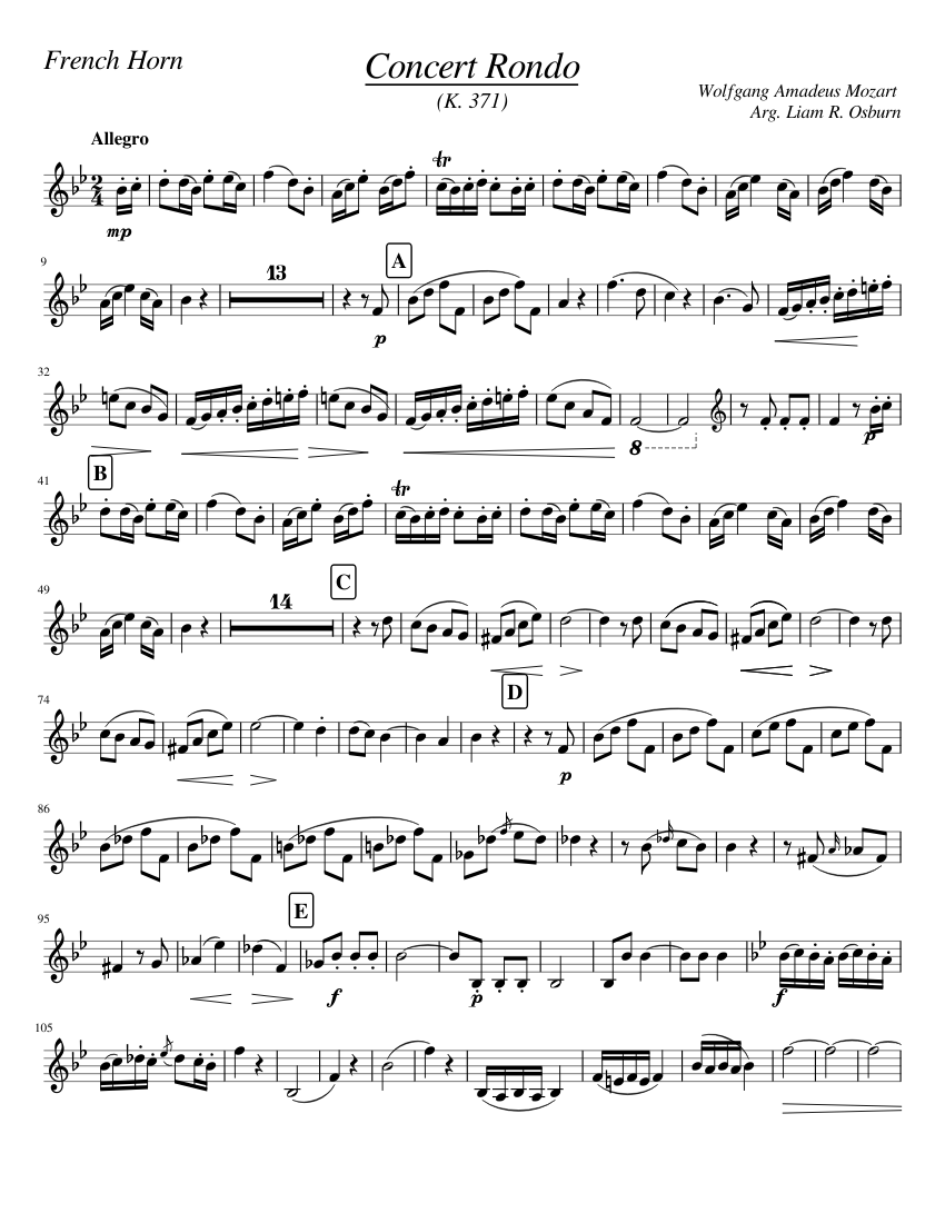 Concert Rondo Sheet music for French horn (Solo) | Musescore.com