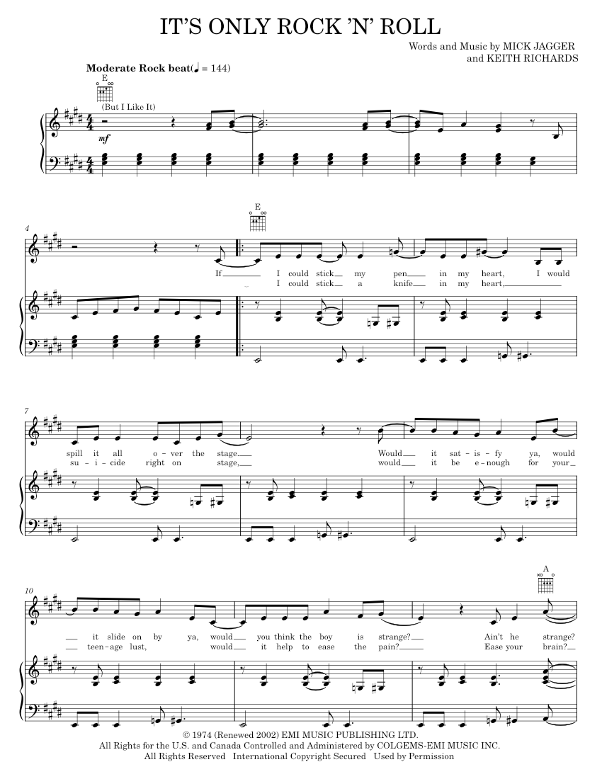 Play Official version of Its only rock n roll Sheet Music by The ...