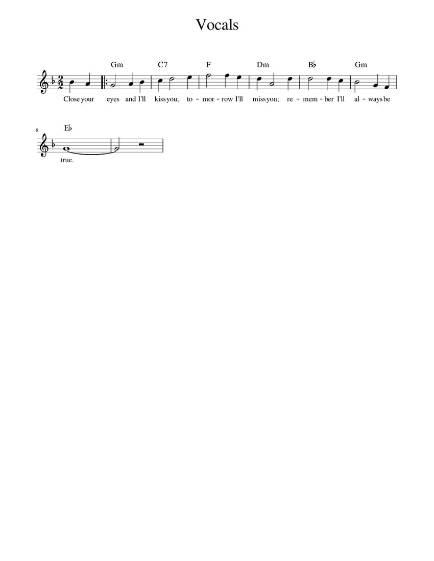 Vocals Sheet music for Piano (Solo) Easy | Musescore.com