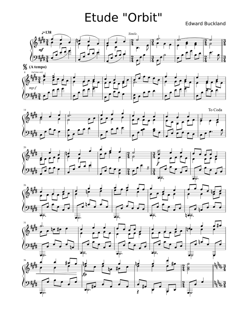 Etude "Orbit" Sheet music for Piano (Solo) | Download and print in PDF ...