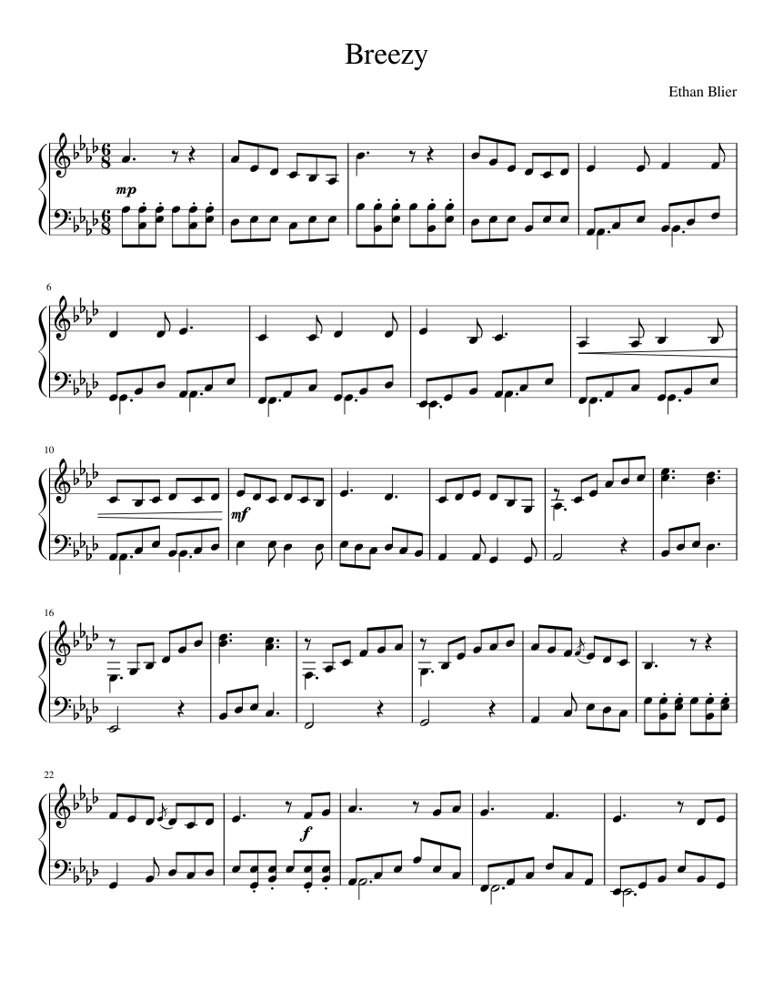 Breezy Sheet music for Piano (Solo) Easy | Musescore.com