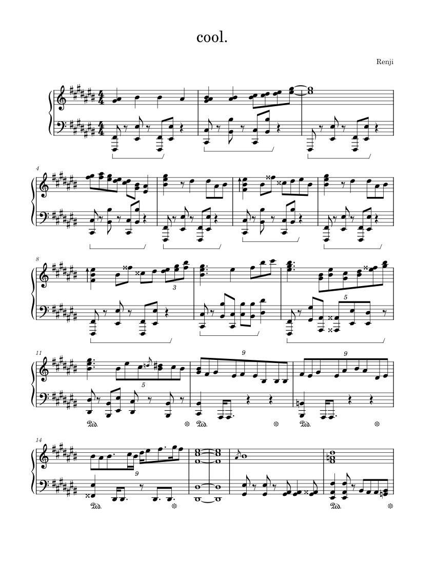 cool. Sheet music for Piano (Solo) | Musescore.com
