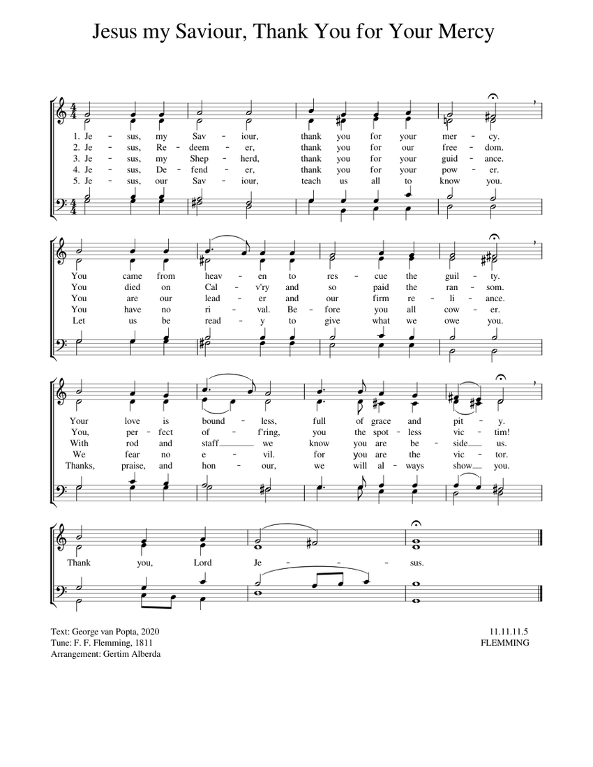 Jesus, My Saviour, Thank You for Your Mercy Sheet music for Vocals ...