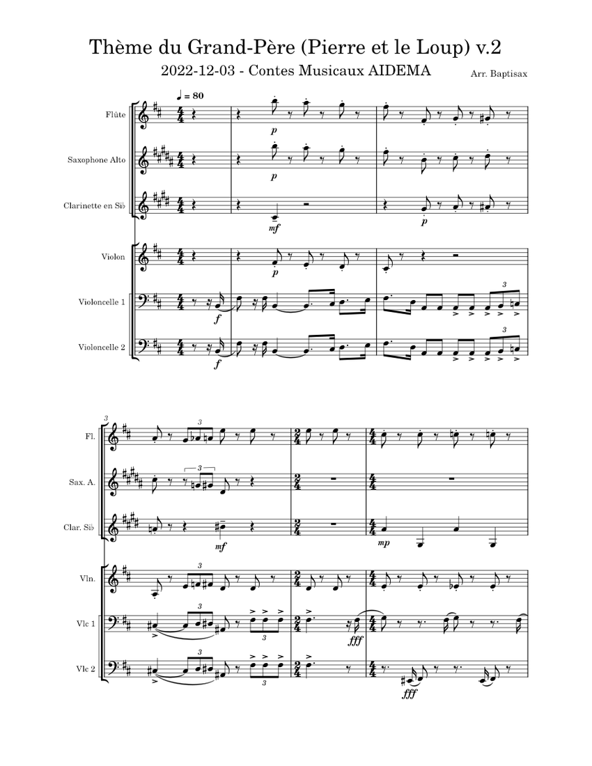 Peter and the Wolf, Op.67 – Sergei Prokofiev Sheet music for Flute ...