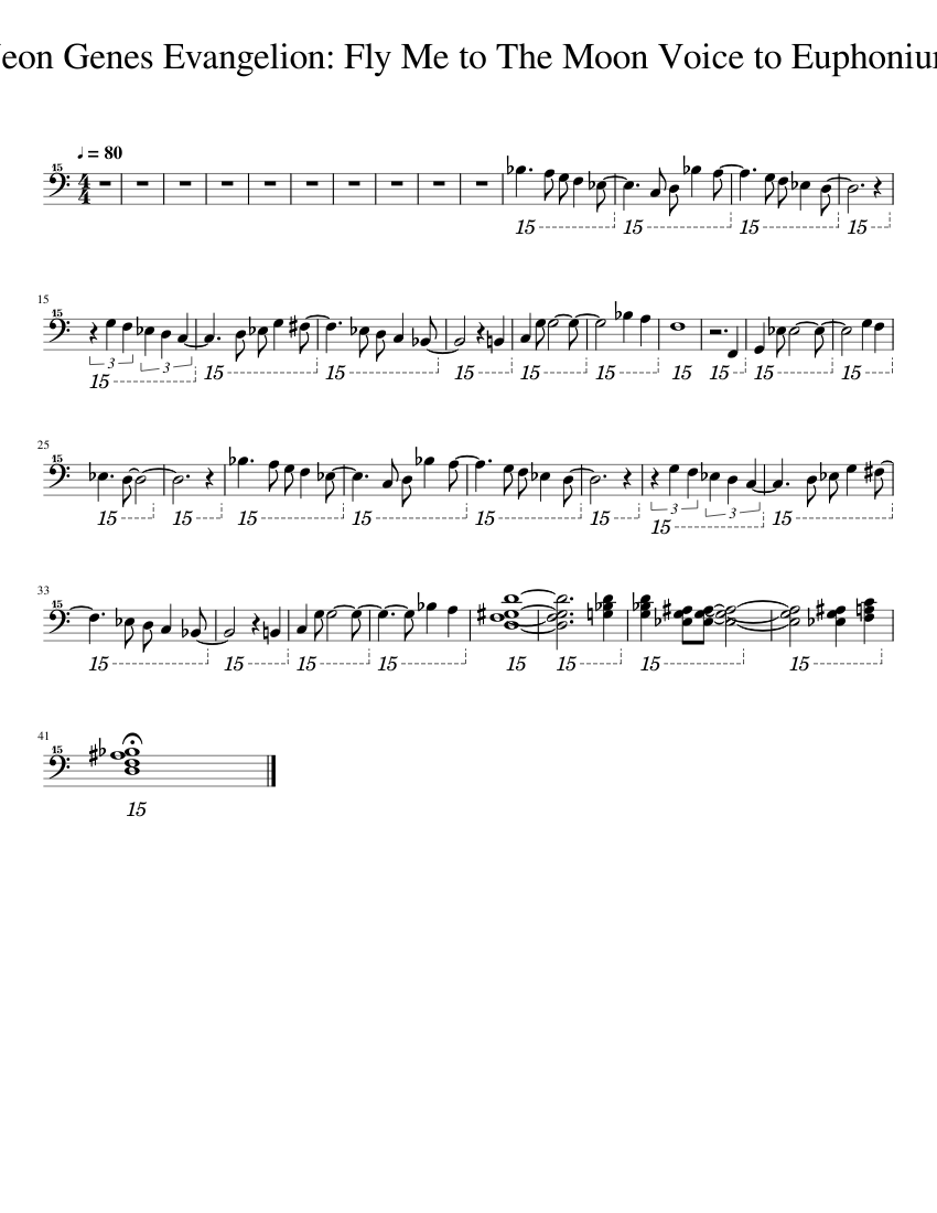 Neon Genes Evangelion Fly Me to The Moon Voice to Euphonium Sheet music ...