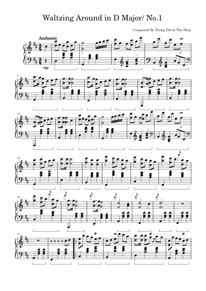 Waltzing Around in D Major/ No.1 Sheet music for Piano (Solo ...
