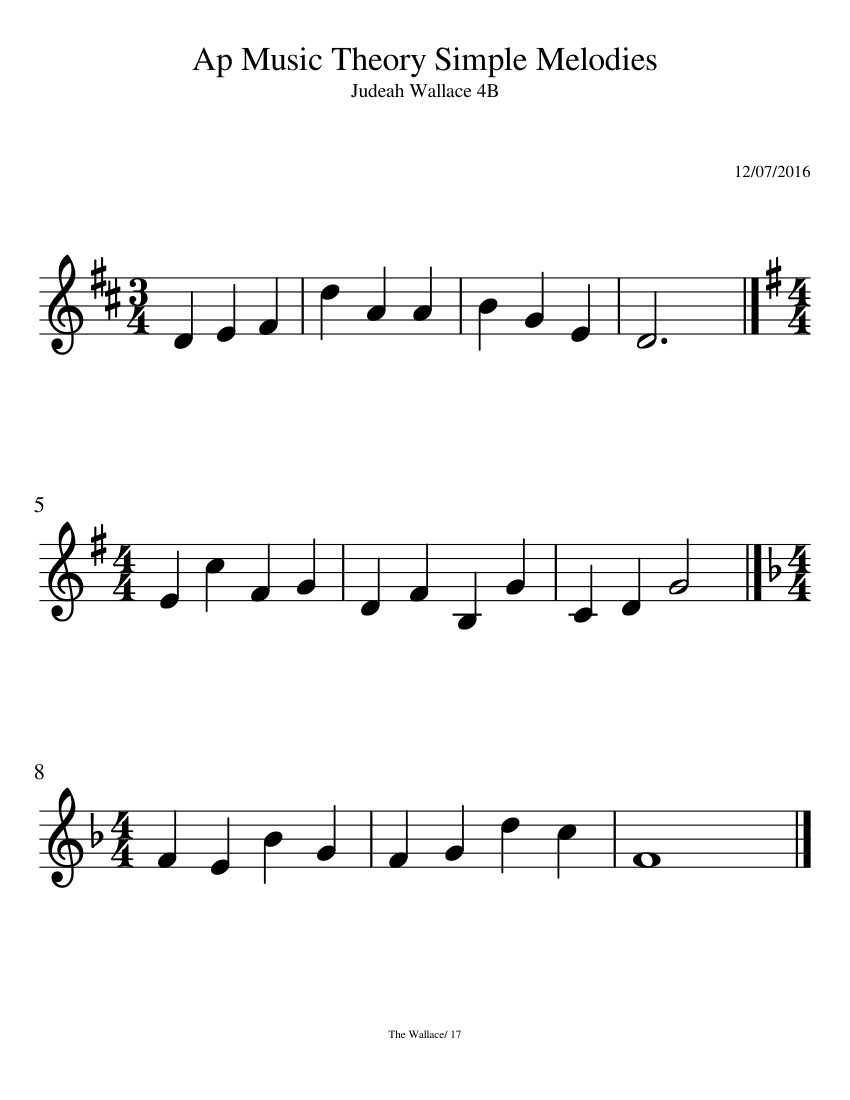 Ap Music Theory Simple Melodies Sheet music for Piano (Solo) | Download ...
