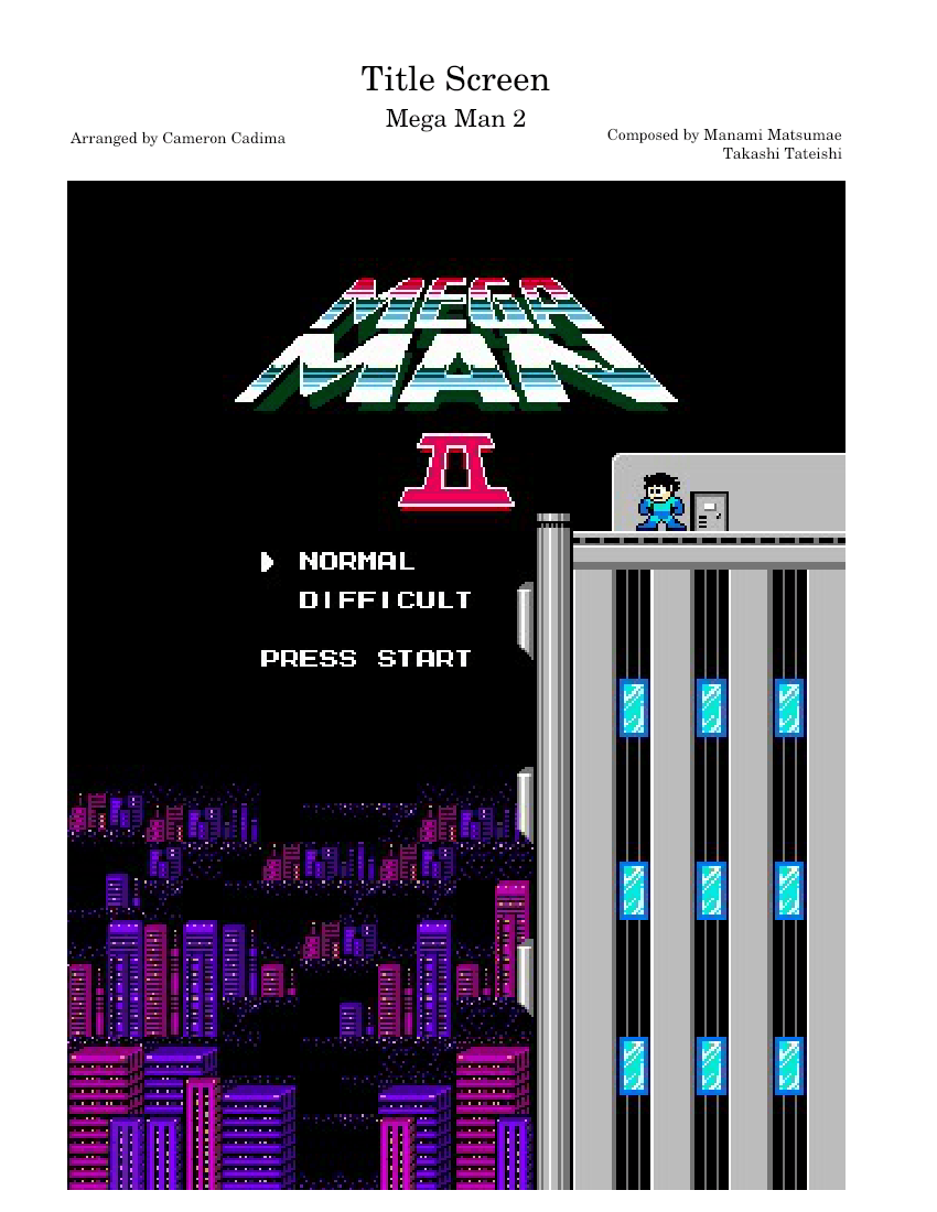 Title Screen - Mega Man 2 Sheet music for Guitar, Bass guitar, Drum ...