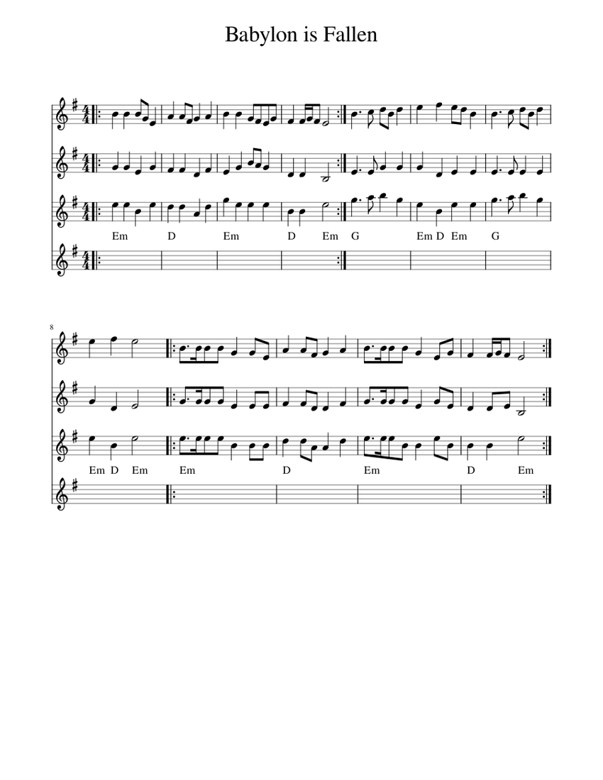 Babylon is Fallen Sheet music for Piano (Mixed Quartet) | Musescore.com