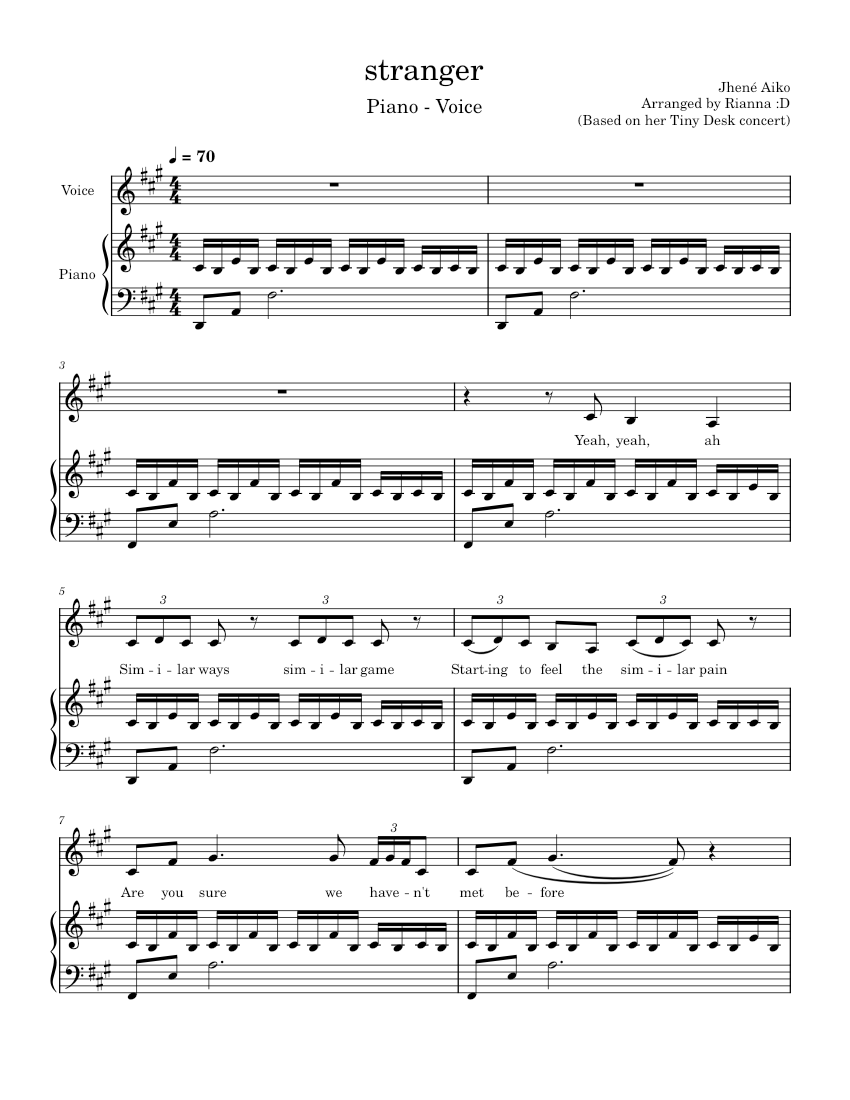 stranger - Jhené Aiko (Piano - Voice) - piano tutorial