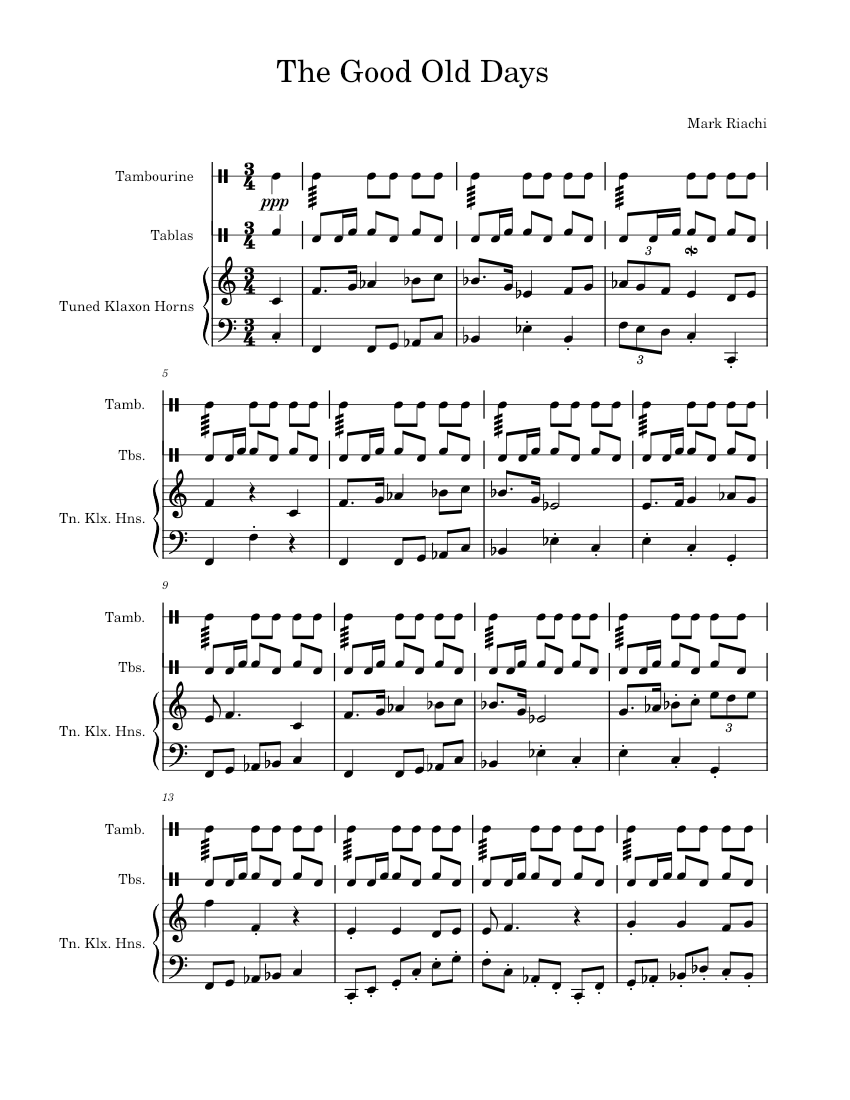 The Good Old Days Sheet music for Piano, Tambourine, Tabla (Mixed ...