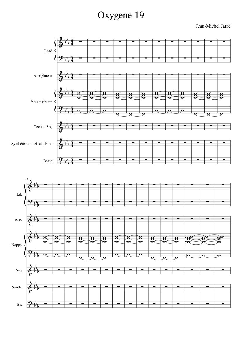 oxygene 19 Sheet Music for Piano, Synthesizer (Mixed Ensemble ...