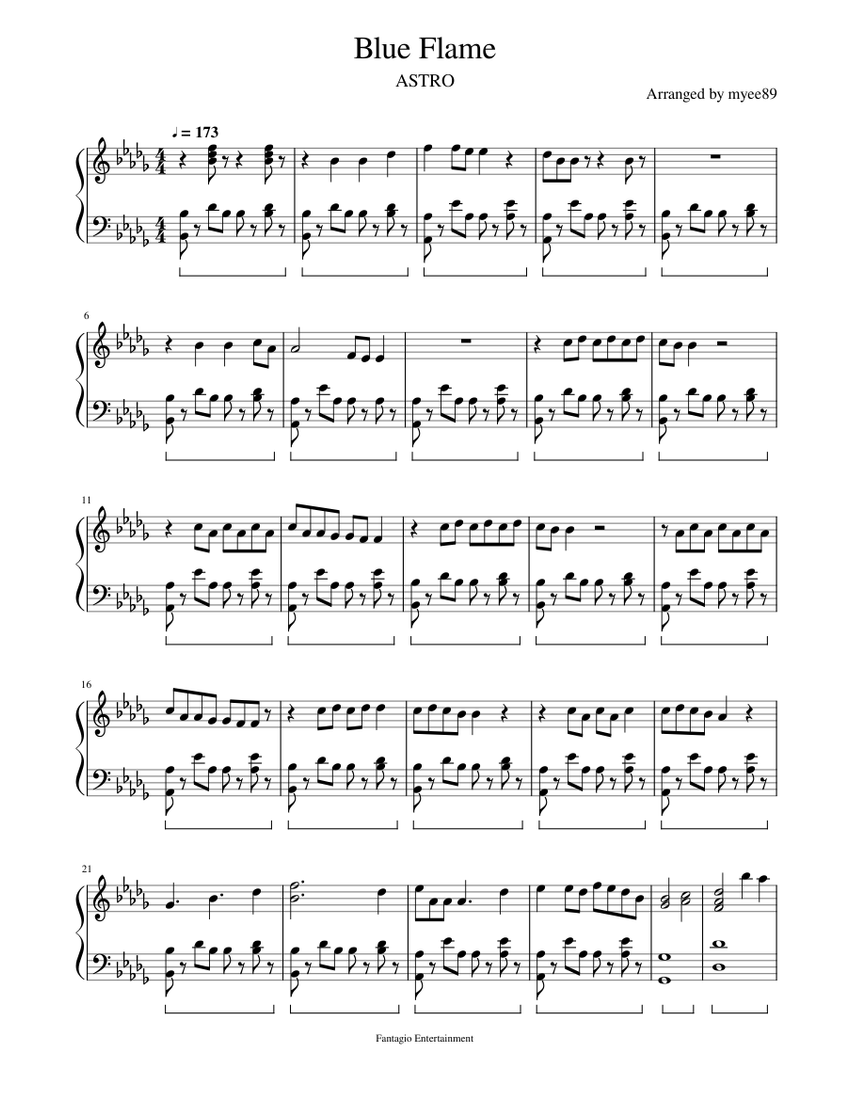 ASTRO (아스트로) - Blue Flame Sheet music for Piano (Solo) | Musescore.com
