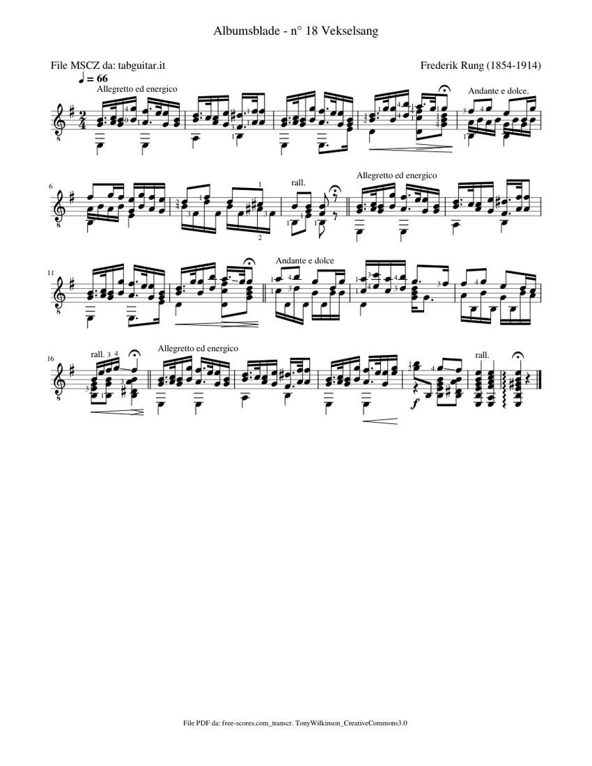 Rung Frederik - Albumsblade - n° 18 Vekselsang Sheet music for Guitar (Solo) | Musescore.com