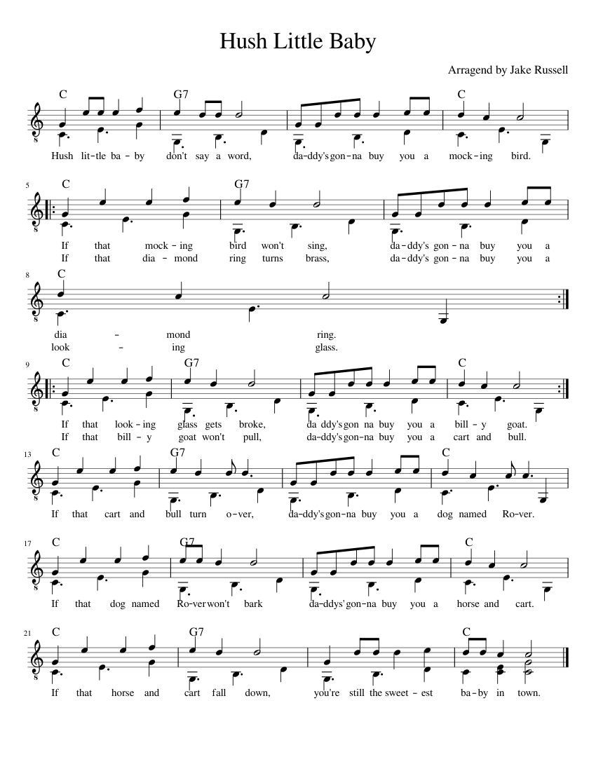 Hush Little Baby Guitar Chords