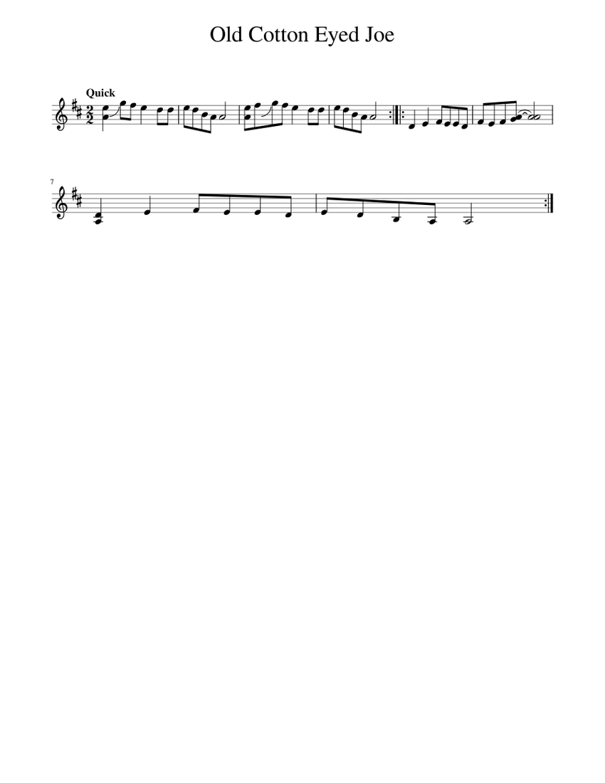 Old Cotton Eyed Joe Sheet music for Piano (Solo) Easy | Musescore.com