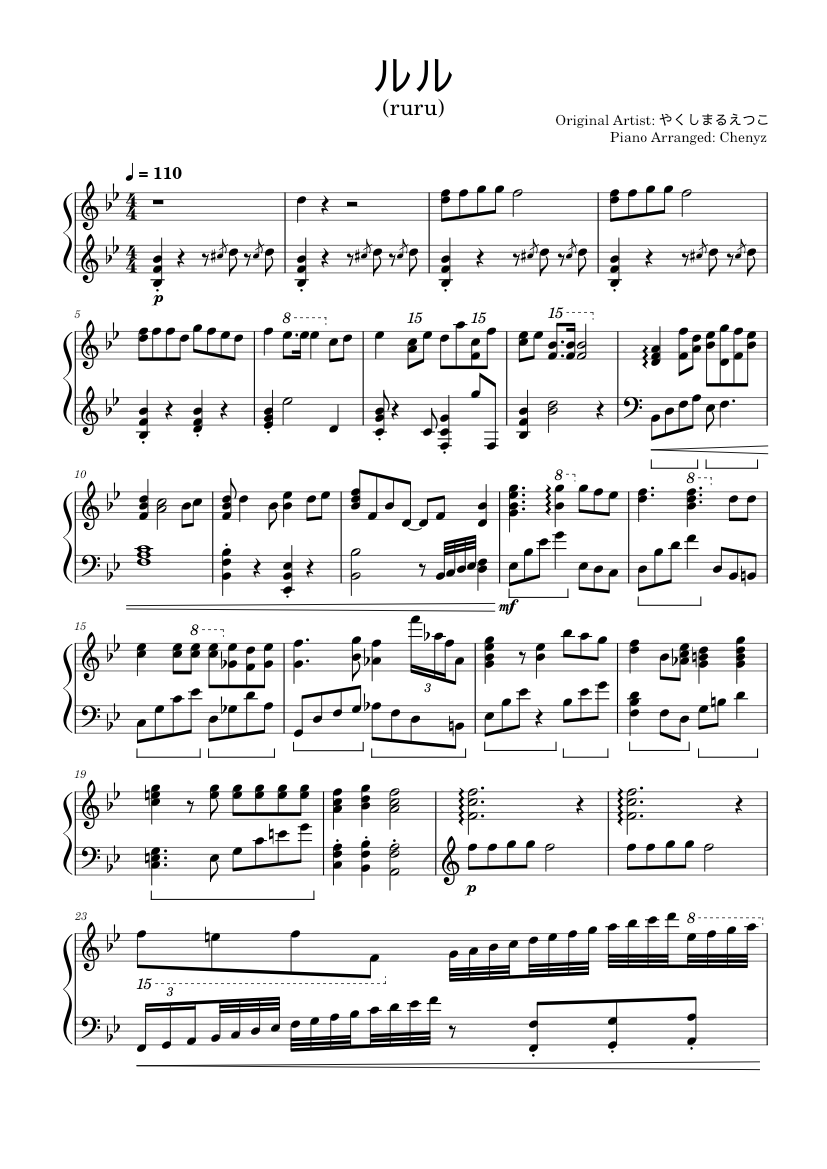 Ruru – YAKUSHIMARU Etsuko ルル(Denpa Onna to Seishun Otoko ED) Sheet ...