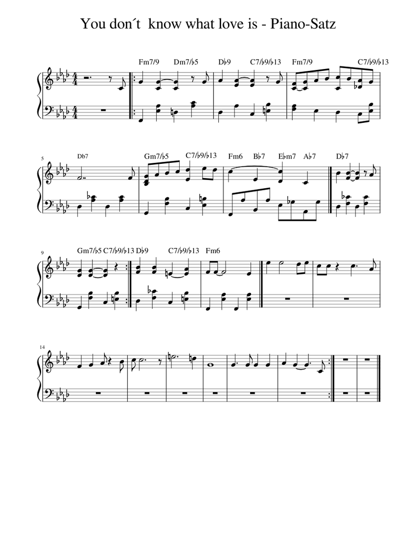 You don´t know what love is-Muster-Melodie-Akk.-Bez-2 Sheet music for Piano (Solo) Easy ...