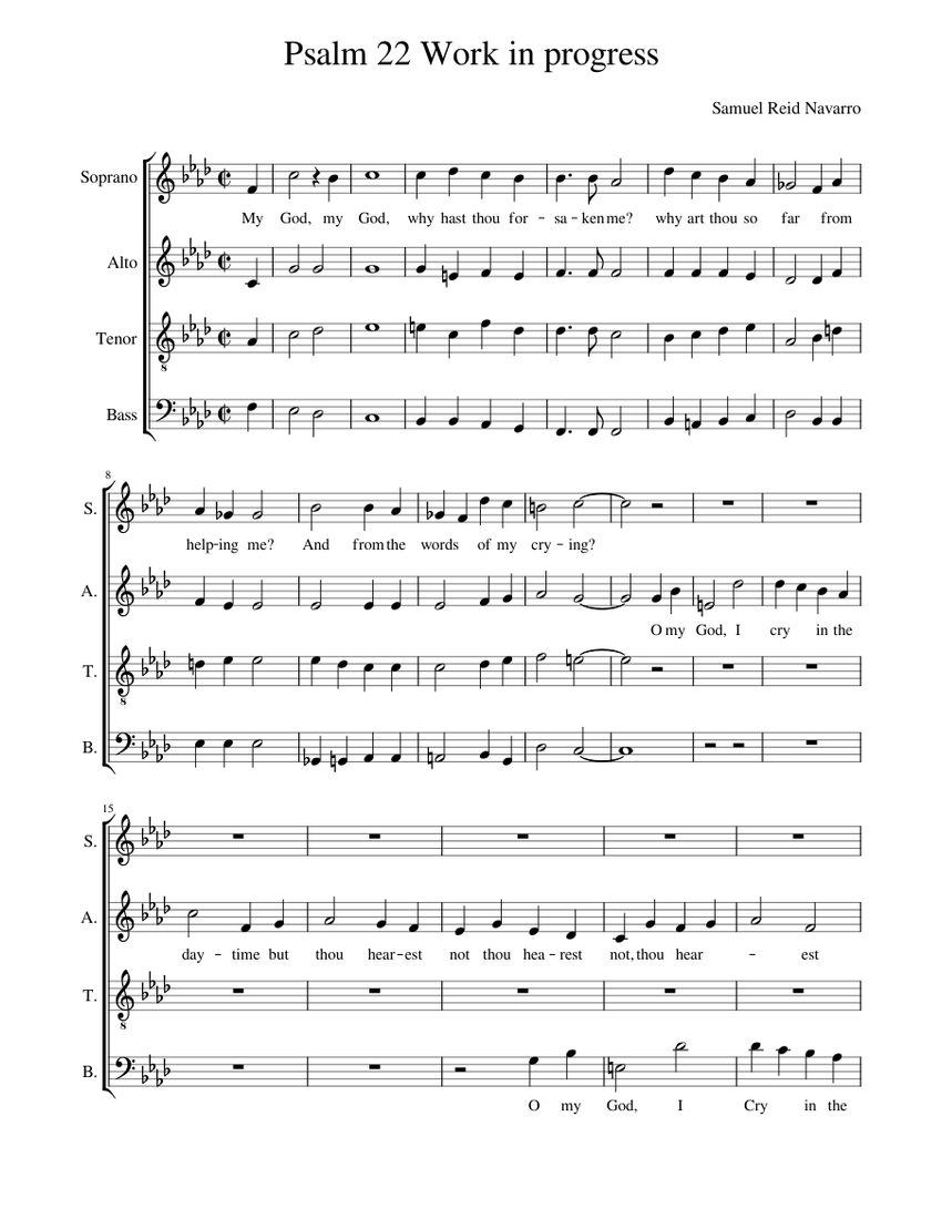 Psalm 22 Sheet music for Soprano, Alto, Tenor, Bass voice (Choral ...