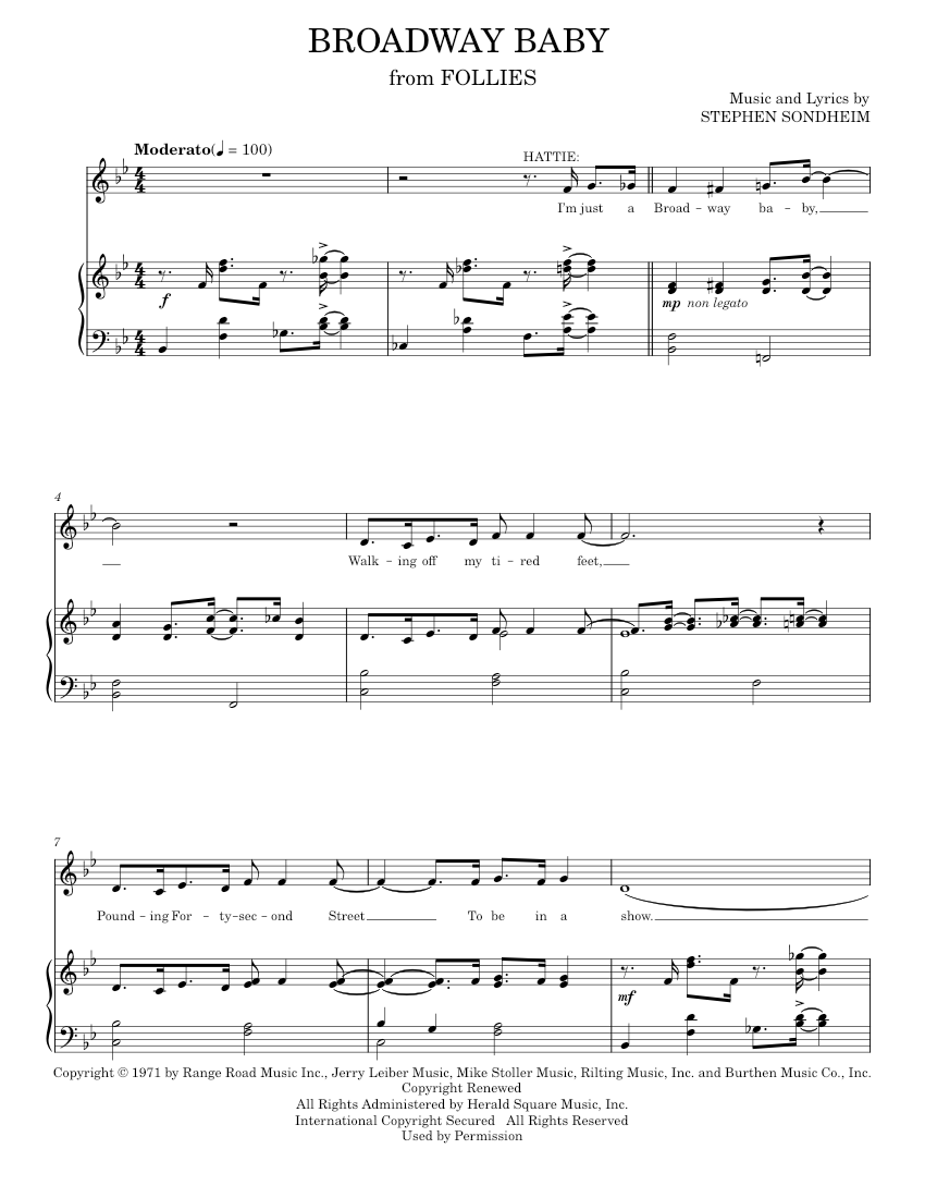Broadway Baby Sheet music for Piano, Vocals by Stephen Sondheim ...