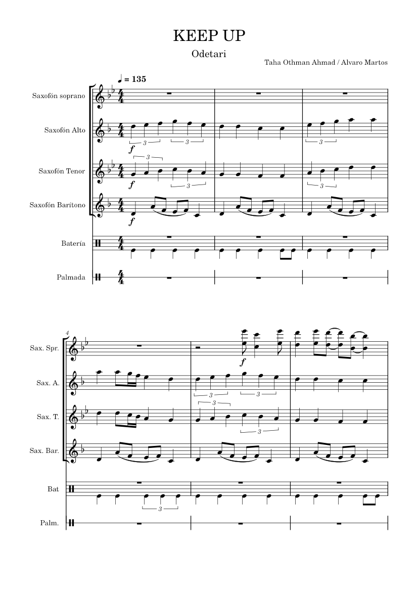 KEEP UP - Odetari Sheet Music for Saxophone alto, Saxophone tenor ...