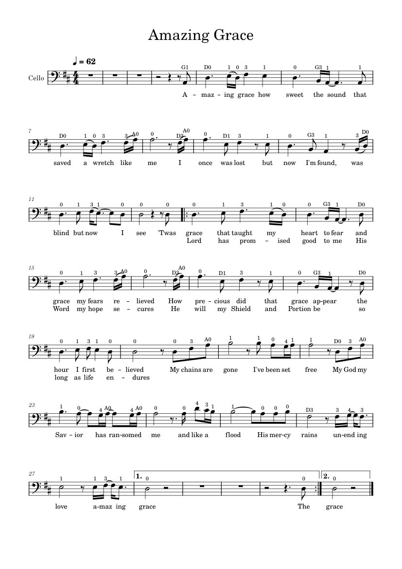 Amazing Grace (Cello Solo) Sheet Music with Chords for Cello (Solo ...
