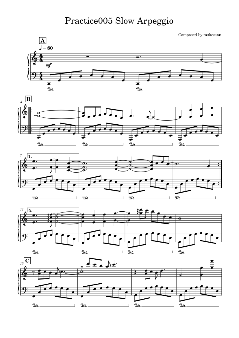Practice005 Slow Arpeggio Sheet music for Piano (Solo) | Musescore.com
