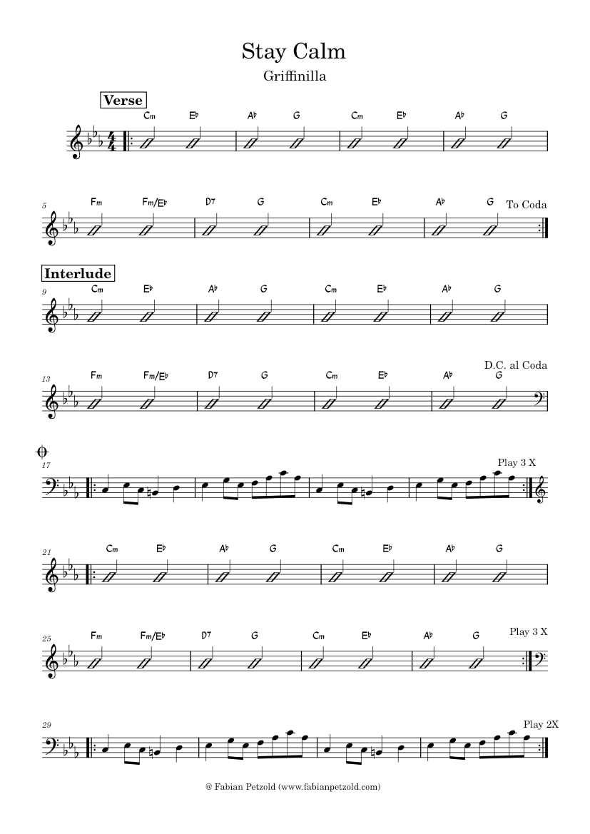 Stay Calm – Griffinilla Sheet music for Piano (Solo) Easy | Musescore.com