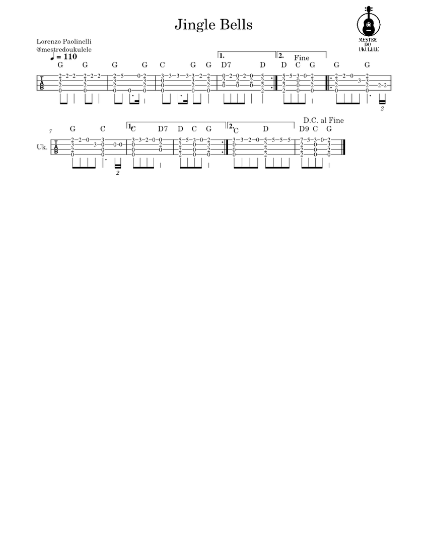 Jingle Bells – Ukulele TAB (Mestredoukulele) Sheet music for Ukulele ...