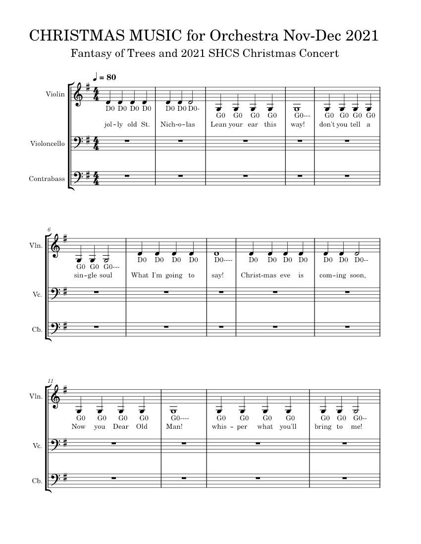 CHRISTMAS MUSIC for Orchestra Nov-Dec 2021 Sheet music for Contrabass ...