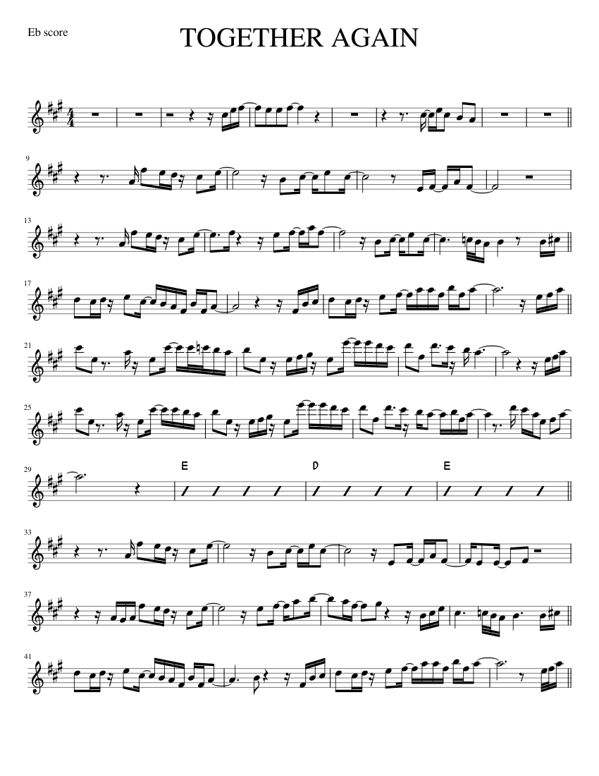 Together Again – Dave Koz (ALTO SAX RMK) Sheet Music with Chords for Saxophone alto (Solo ...