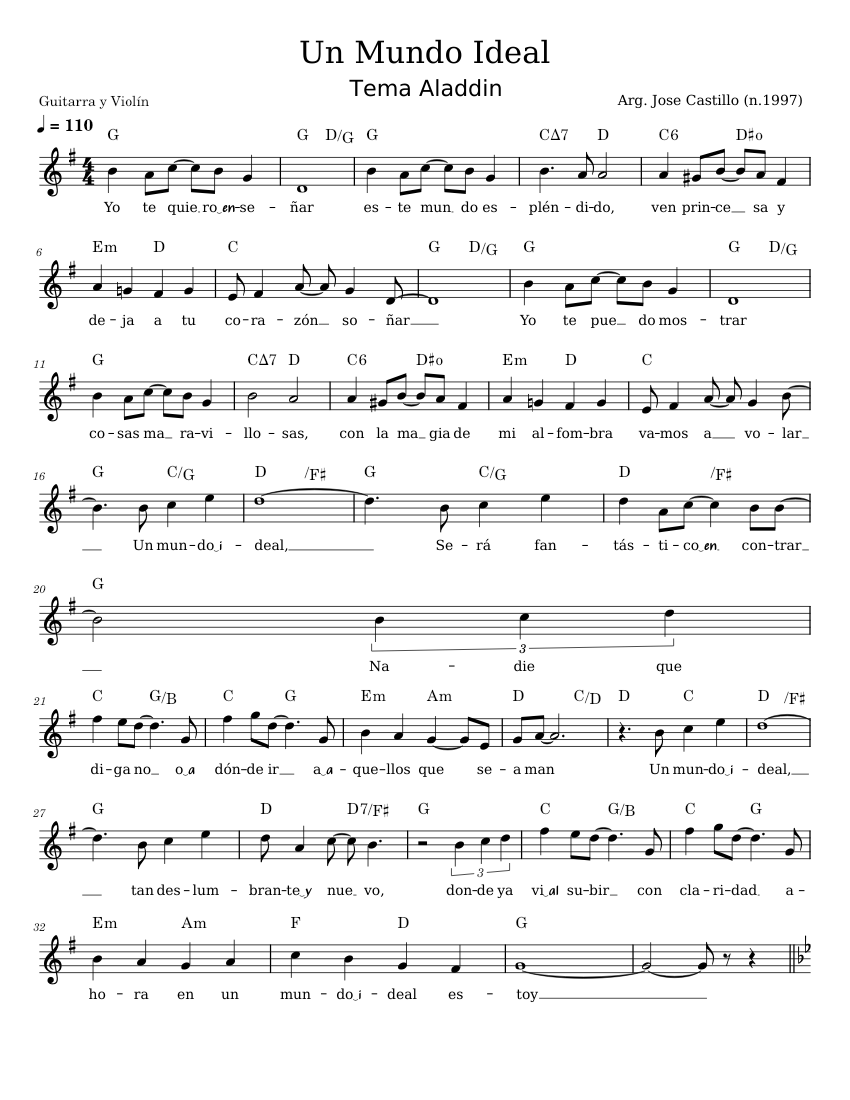 Aladdin – Misc Soundtrack Sheet music for Violin (Solo) | Musescore.com