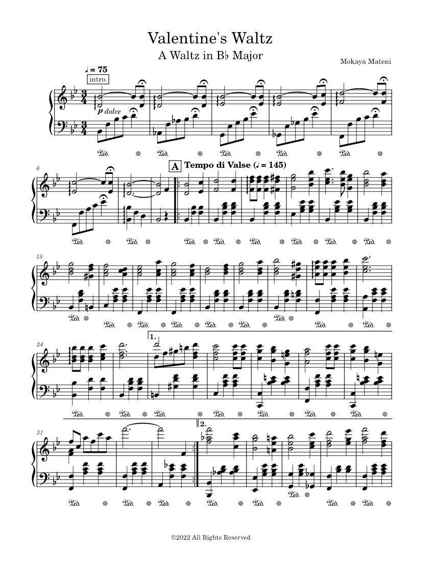 Valentine's Waltz Sheet music for Piano (Solo) | Musescore.com