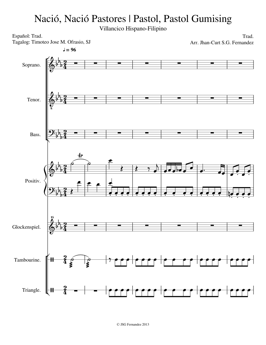 Nació, Nació Pastores / Pastol, Pastol Gumising Sheet Music for Piano ...