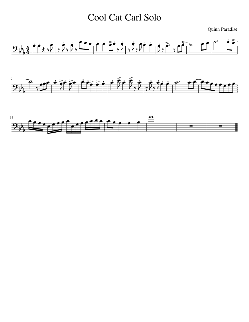 Cool Cat Carl Solo Sheet music for Trombone (Solo) | Download and print ...