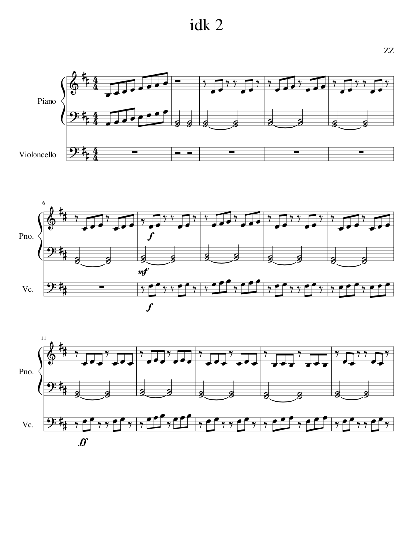 idk 2 Sheet music for Piano, Cello (Mixed Duet) | Musescore.com