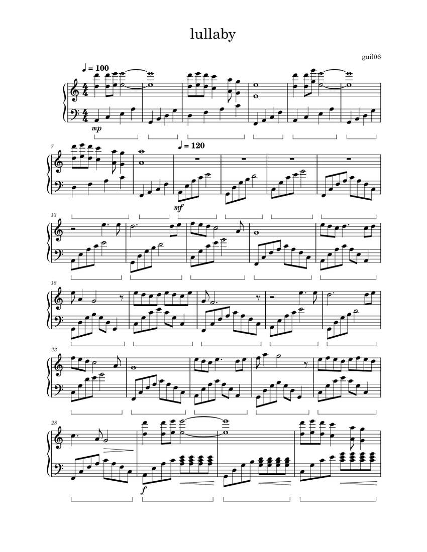 lullaby Sheet music for Piano (Solo) | Musescore.com