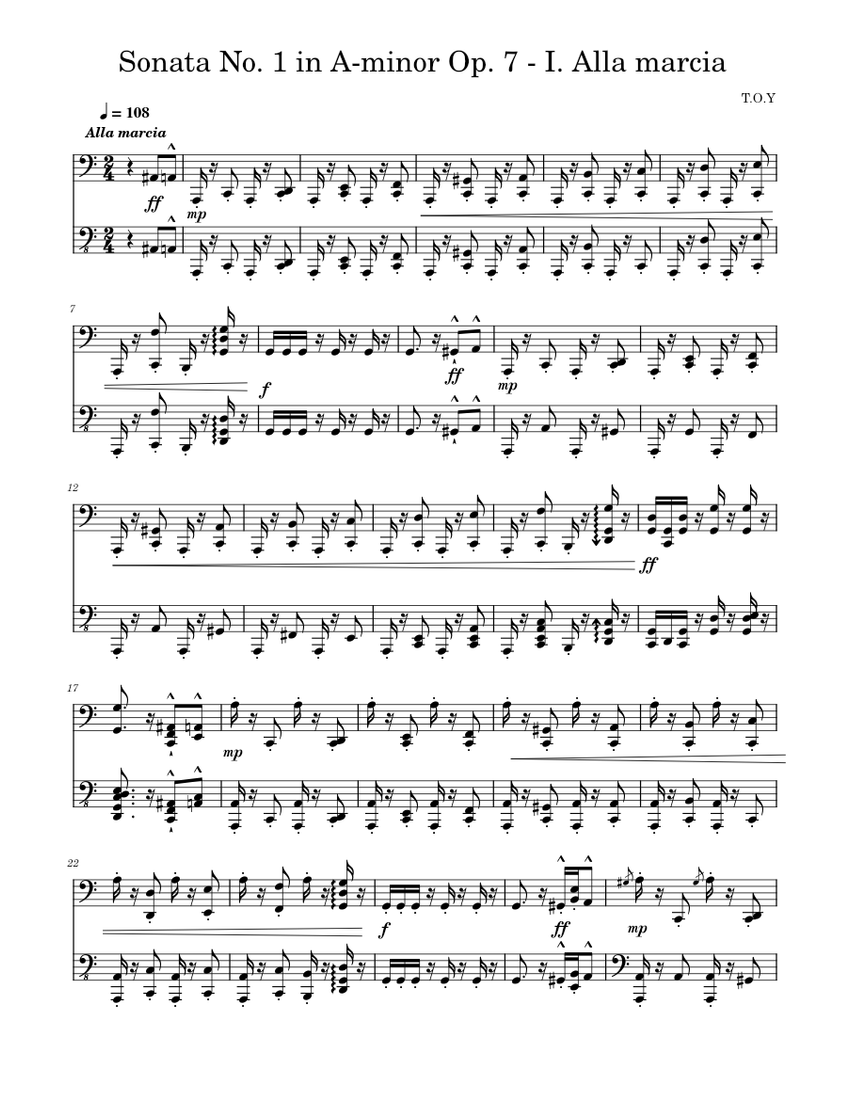 Sonata no. 1 in A-minor Op. 7 - I. Alla marcia Sheet music for Piano ...