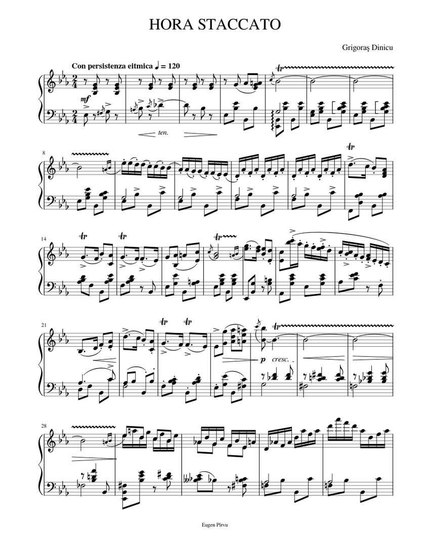 HORA STACCATO Sheet music for Piano (Solo) | Musescore.com