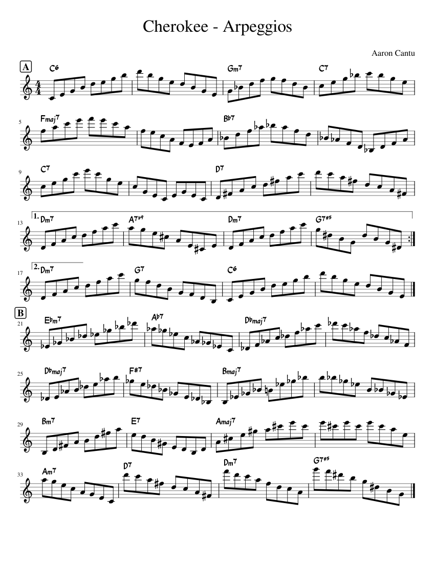 cherokee - arpeggios Sheet music for Saxophone tenor (Solo) | Musescore.com