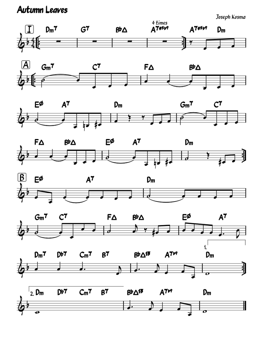 Autumn Leaves Sheet music for Piano (Solo) Easy | Musescore.com
