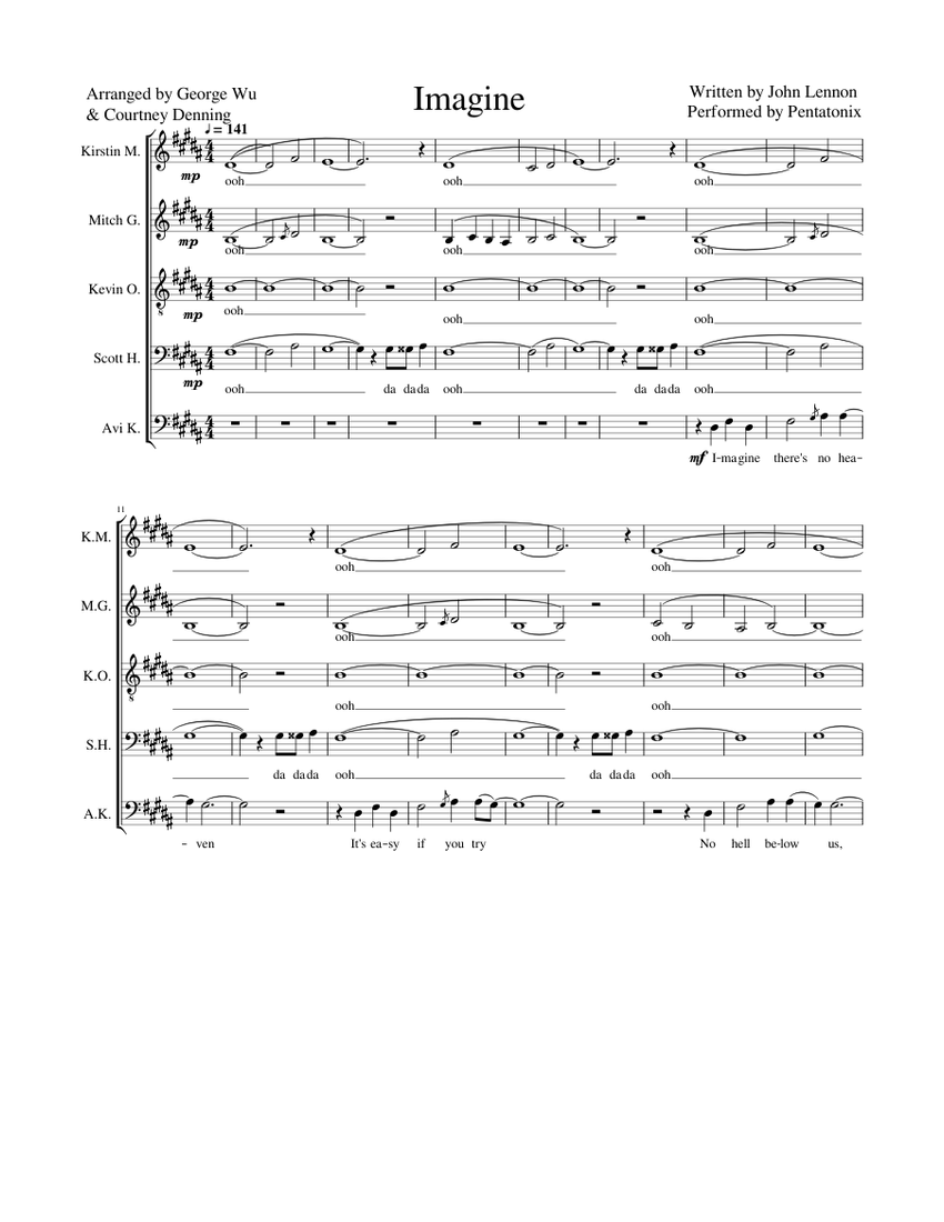 Imagine Sheet music for Soprano, Alto, Tenor, Bass voice (Choral ...