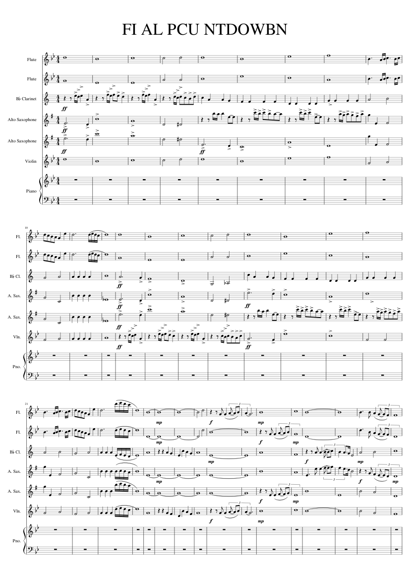 The Final Countdown – Europe FI AL PCU NTDOWBN Sheet Music for Piano ...