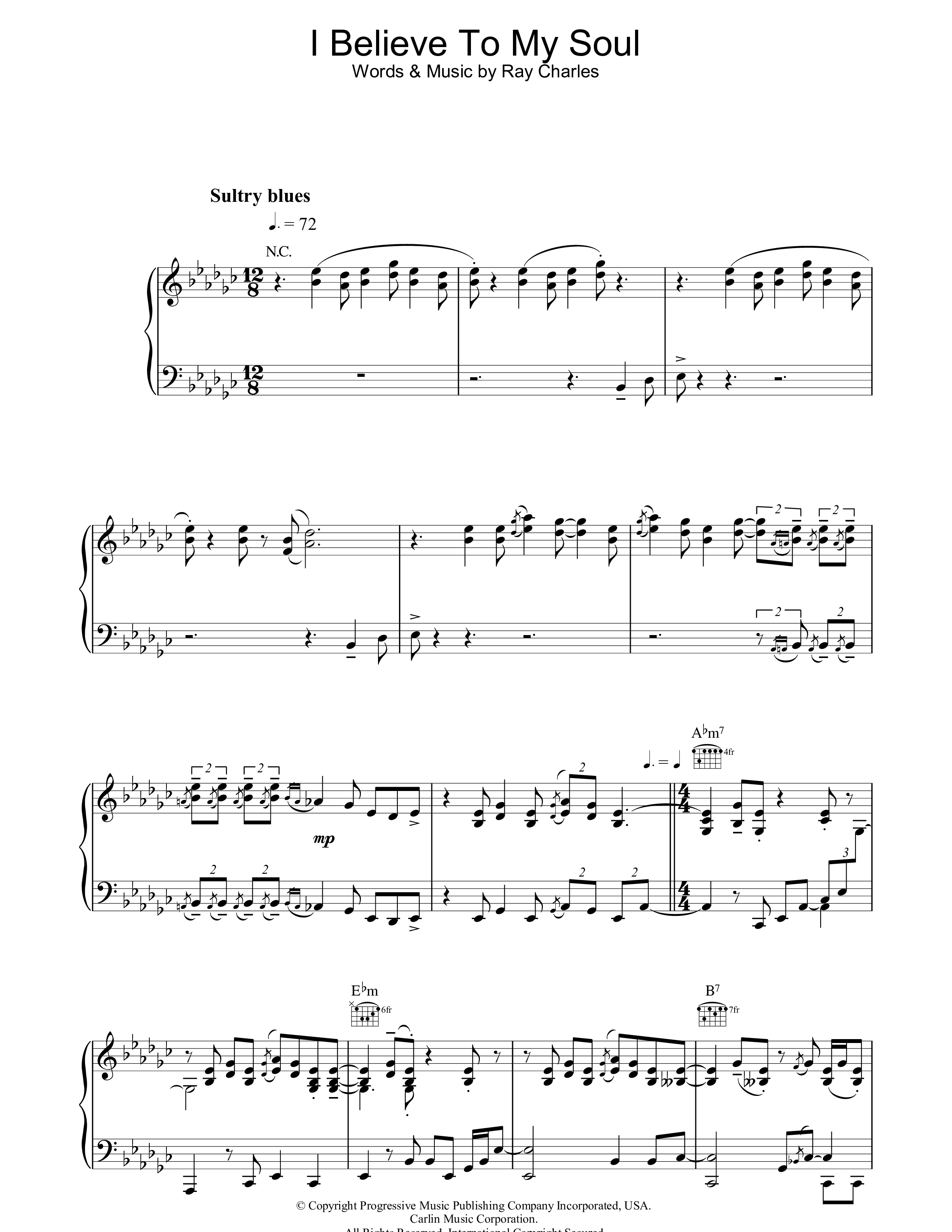 Play Official version of I Believe To My Soul sheet music by Ray Charles for Piano, Vocals ...