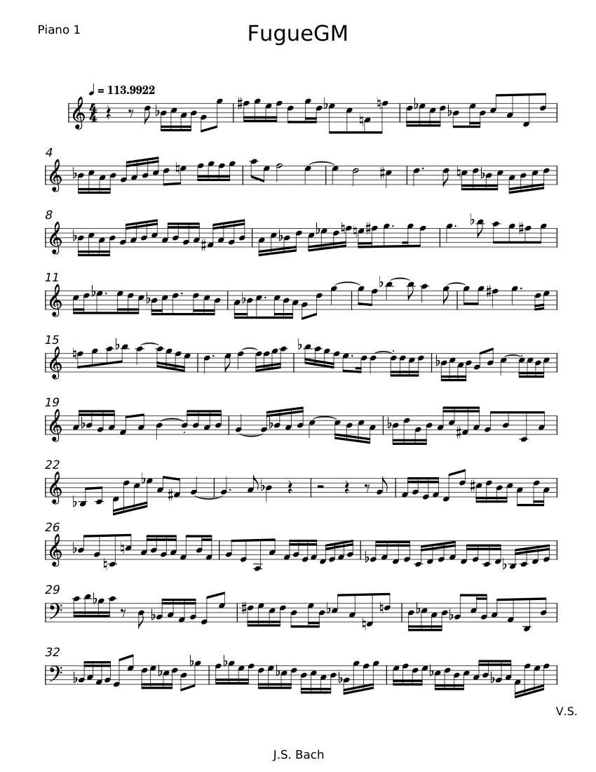 Fugue in G major, BWV 577 - Johann Sebastian Bach Sheet music for Piano ...