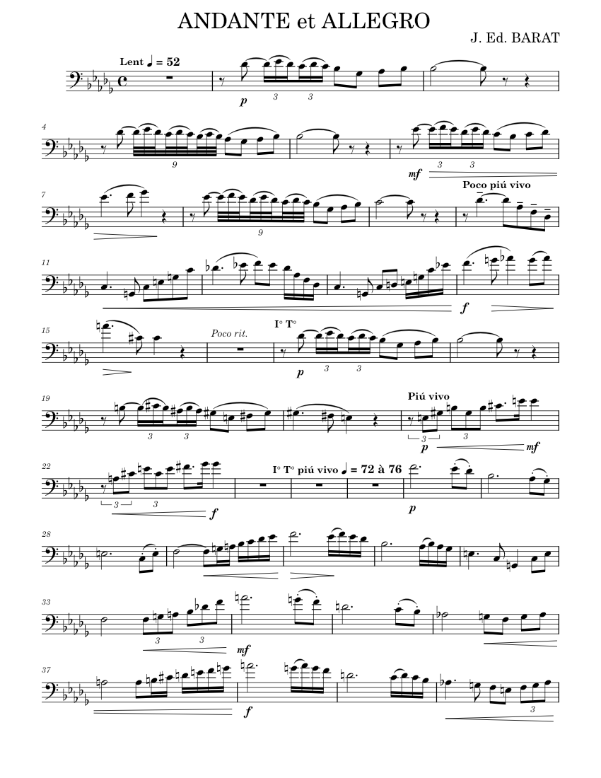 Andante et Allegro – Joseph Edouard Barat Sheet Music for Trombone ...