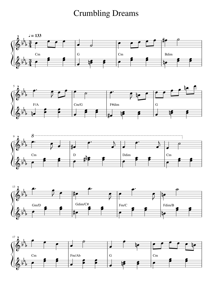 [WIP] Crumbling Dreams (FNaF:SL) Sheet music for Piano (Solo) Easy ...
