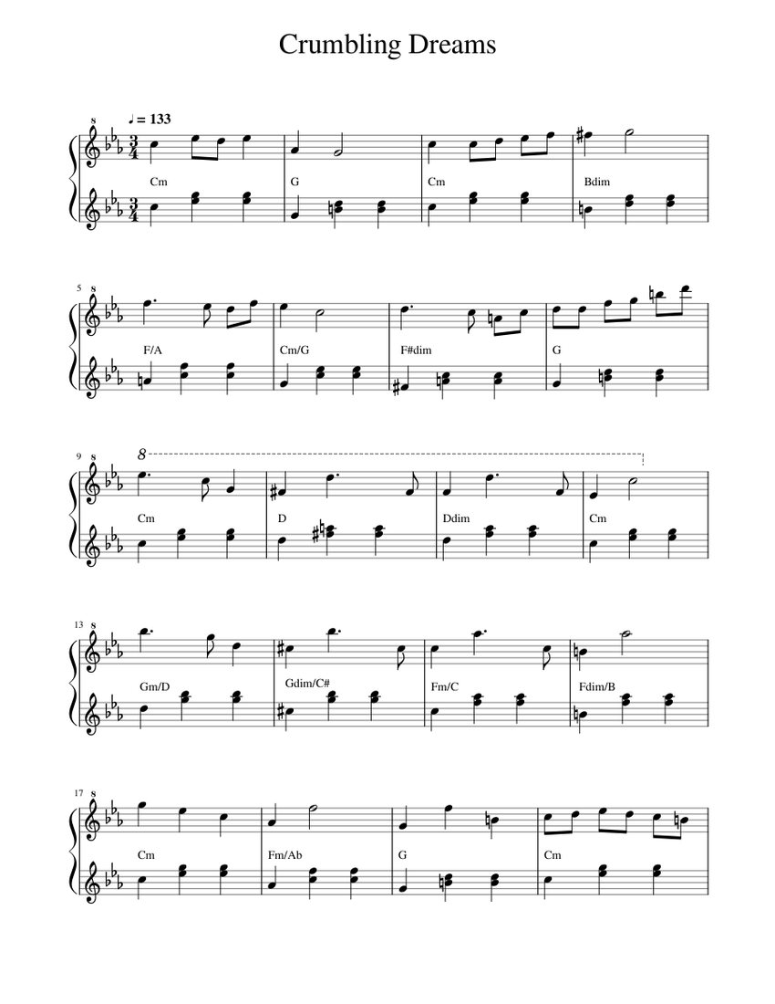 [WIP] Crumbling Dreams (FNaF:SL) Sheet music for Piano (Solo) Easy ...